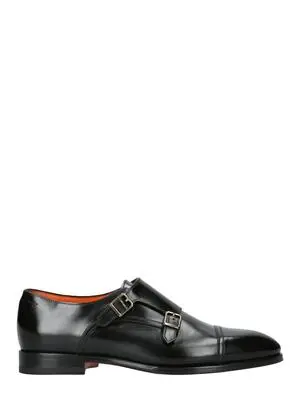 Santoni Leather Monk Shoes - Black