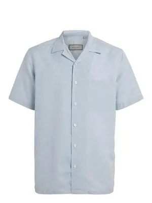 Canali Linen-cotton Embroidered Shirt - Blue