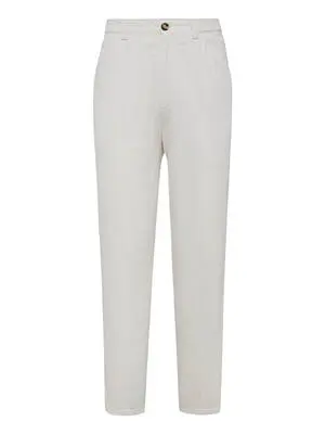 Brunello Cucinelli Cotton Corduroy Leisure Fit Trousers - White