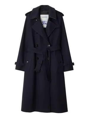 Burberry Cashmere Long Kensington Heritage Trench Coat - Navy