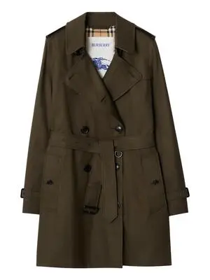 Burberry Kensington Tropical Gabardine Trench Coat - Green