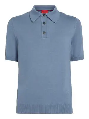 Isaia Cashmere-silk Knit Polo Shirt - Blue