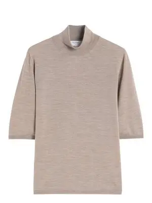 Max Mara Virgin Wool High-neck Top - Brown