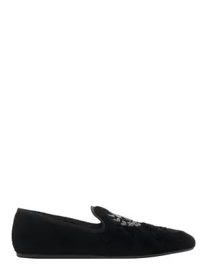 Burberry Velvet Quilted Estate Slippers - Black