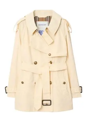 Burberry Short Gabardine Fitzrovia Trench Coat - White
