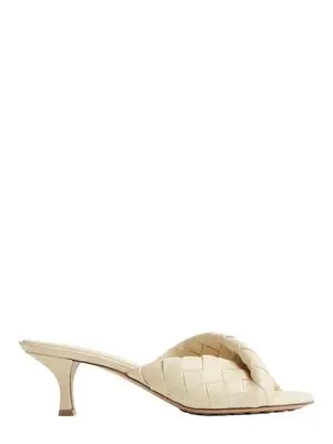 Bottega Veneta Leather Intrecciato Blink Mules - White