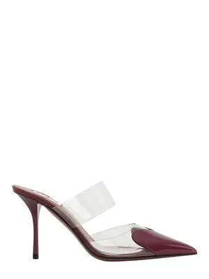 Alaïa Patent Leather Le Coeur Mules - Red