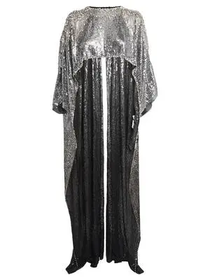 Jenny Packham Sequin Cassia Cape Gown - Black