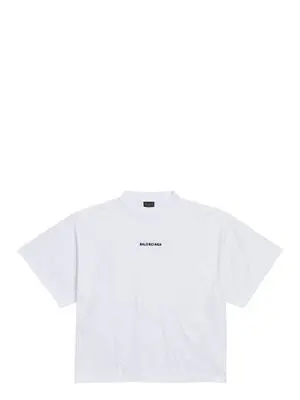 Balenciaga Logo Cropped T-shirt - White