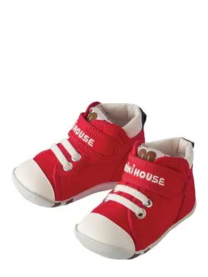MIKI HOUSE Canvas Logo Strap Sneakers - Red