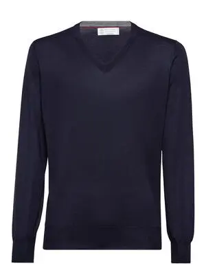 Brunello Cucinelli Cashmere V-neck Sweater - Blue