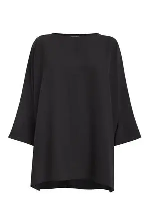 Eskandar Silk Boat-neck Top - Black