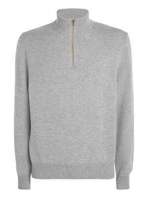 Agnona Cashmere Quarter-zip Sweater - Grey