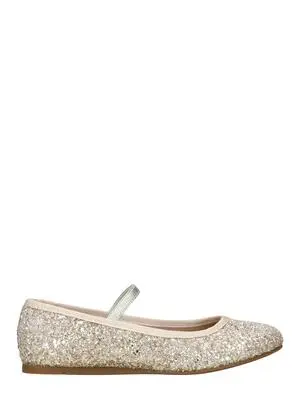 PAPOUELLI Leather Glitter Ballet Flats - Silver