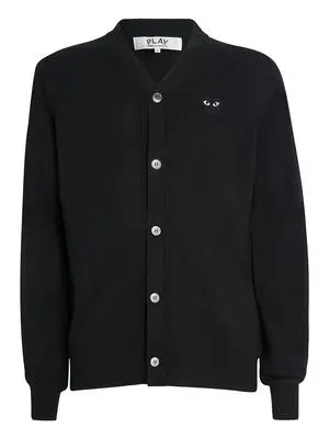 Play Comme Des Garcon Wool Heart Cardigan - Black