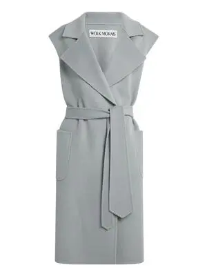 WOLK MORAIS Cashmere Sleeveless Wrap Coat - Grey