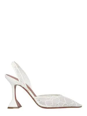 Amina Muaddi Holli Lace Slingback Pumps - White