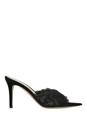 GIANVITO ROSSI Lace Claudia Mules - Black