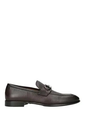 FERRAGAMO Leather Foster Gancho Loafers - Brown