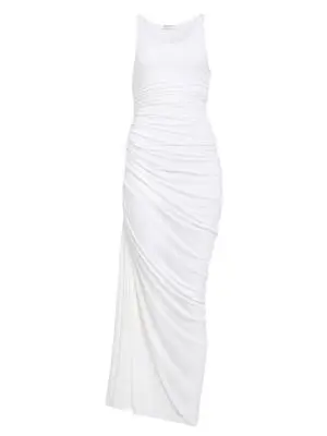 Alaïa Asymmetric Gathered Maxi Dress - White