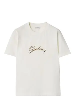 Burberry Cotton Check Logo T-shirt - White