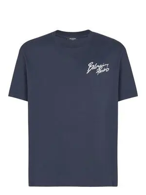 Balmain Cotton Logo T-shirt - Navy
