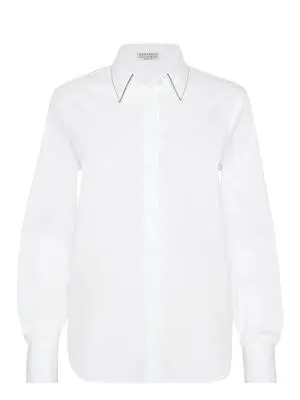 Brunello Cucinelli Stretch-cotton Poplin Monili Shirt - White
