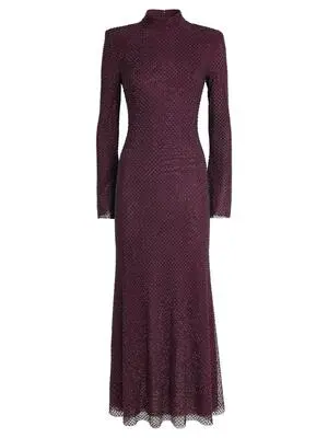 SELF-PORTRAIT Rhinestone-embellished Maxi Dress - Burgundy