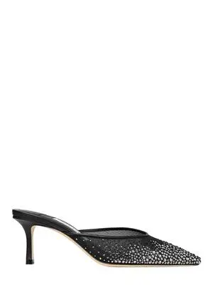 JIMMY CHOO Vivi 65 Mesh Embellished Mules - Black