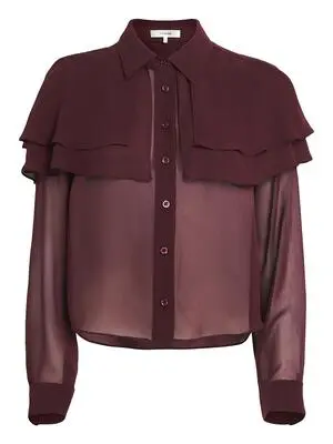 FRAME Silk Cape Blouse - Burgundy