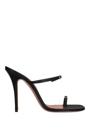 Amina Muaddi Satin Heeled Sandals 105 - Black