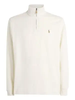 Polo Ralph Lauren Cotton Quarter-Zip Sweater With Logo Ivory