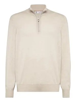 Brunello Cucinelli Cashmere Quarter-zip Sweater - Beige