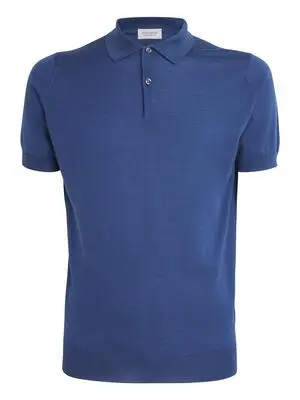 John Smedley Merino Wool Payton Polo Shirt - Blue