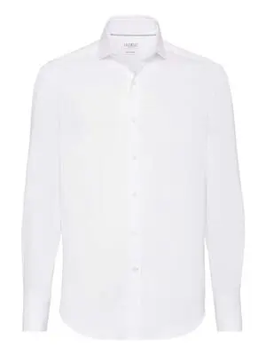 Brunello Cucinelli Cotton Twill Slim-fit Shirt - White
