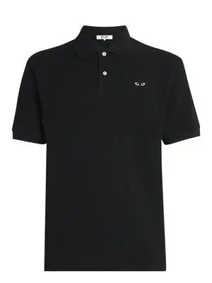 Play Comme Des Garcon Heart Logo Polo Shirt - Black