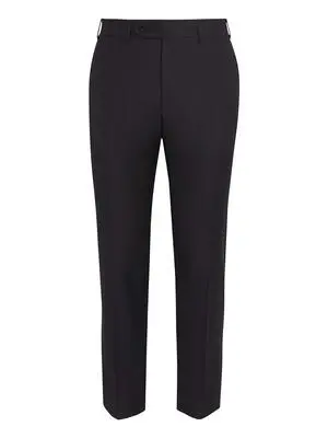 Canali Wool Straight Trousers - Black