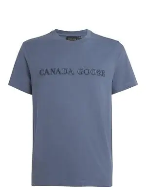 Canada Goose Cotton Embroidered Emerson T-shirt - Blue