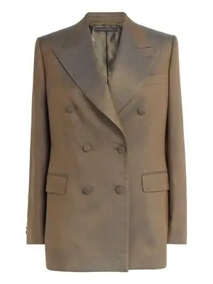 Brioni Flavia Silk Double-breasted Blazer - Green