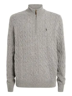 Polo Ralph Lauren Wool-cashmere Quarter-zip Sweater - Grey