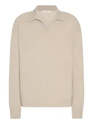 THE ROW Leach Cashmere Polo Sweater - Beige