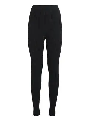 Max Mara Wool-blend Rib-knit Leggings - Black