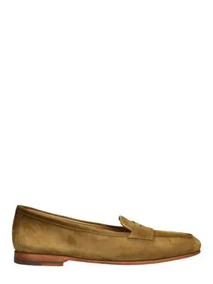 Santoni Suede Carla Loafers - Green