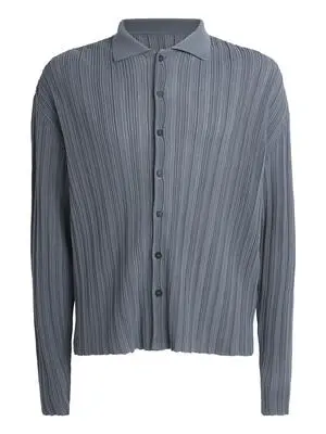 LE17SEPTEMBRE Cotton-blend Ribbed Polo Cardigan - Blue