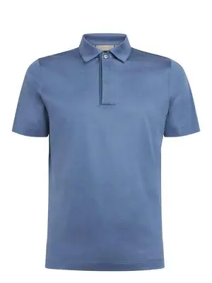 Canali Mercerised Cotton Polo Shirt - Blue
