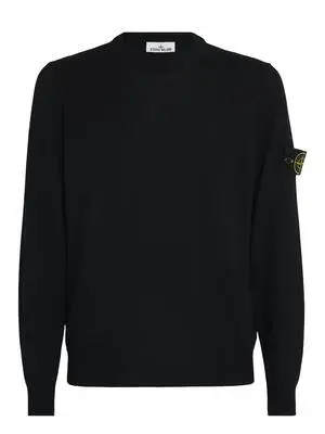 Stone Island Wool-blend Crew-neck Sweater - Navy