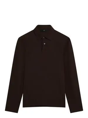 Dunhill Cotton-silk Piqué Long-sleeve Polo Shirt - Brown