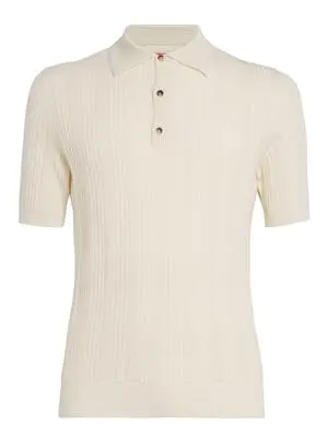 Isaia Wool-silk-cashmere Knit Polo Shirt - Beige