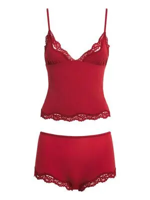 SKIMS Fits Everybody Lace-trim Cami And Shorts Set - Red