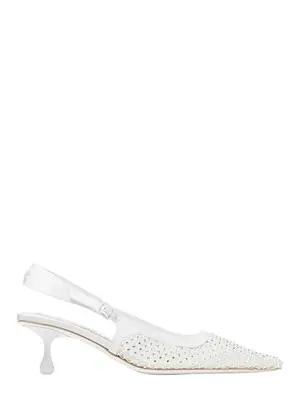 JIMMY CHOO Amel 50 Embellished Slingback Pumps - White